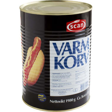Varmkorv naturskinn burk 36x55g - Korv