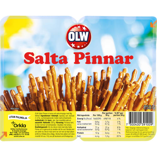 Salta pinnar 250g - Chips, jordnötter & snacks