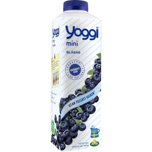 Yoggi blåbär mini utan socker 1kg - Mjölk, fil, yoghurt