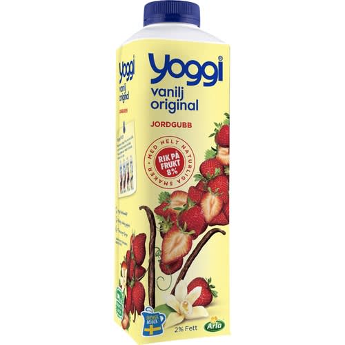 Yoggi jordgubb vanilj 1kg - Mjölk, fil, yoghurt