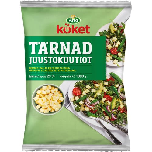 Salladsost tärnad 23% 1kg - Hårdost, skivad, riven & tärnad