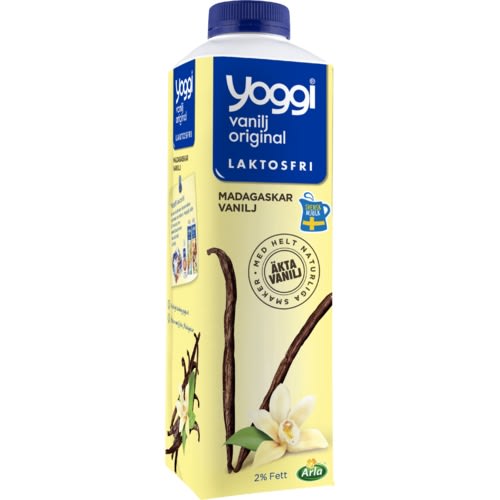 Yoggi Madagaskar vanilj laktosfri 2% 1kg - Mjölk, fil, yoghurt
