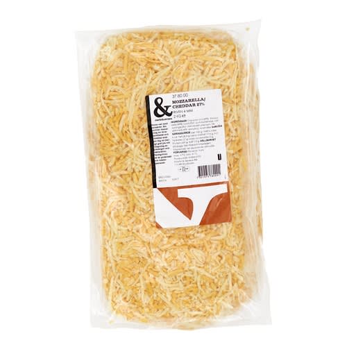 Mozzarella cheddar riven 26% 2kg - Hårdost, skivad, riven & tärnad
