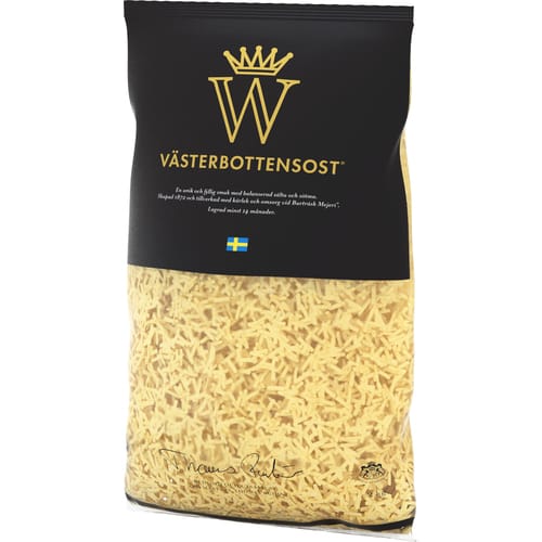 Västerbottensost riven 2kg - Hårdost, skivad, riven & tärnad