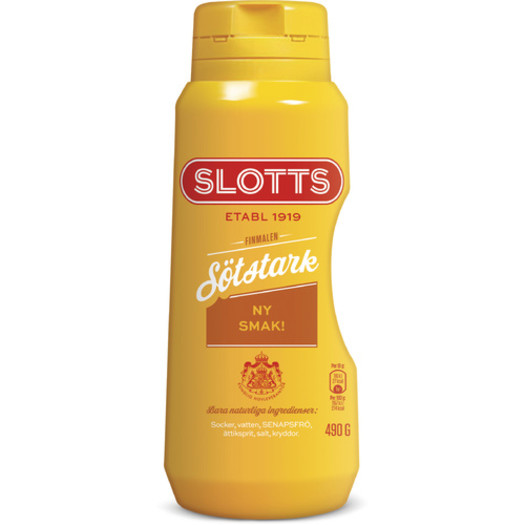 Slotts senap stark och söt plastfl 490g | Martin & Servera