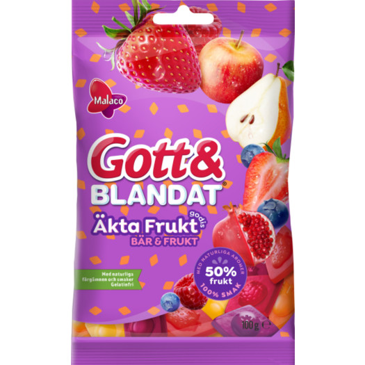 Gott och blandat frukt bär påsgodis 100g - Godis | Martin & Servera